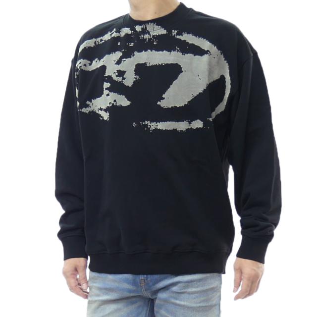 2025 秋冬新作！ DIESEL ディーゼル トレーナー メンズ コットン 綿100％ A13051 0DQAK / S-BOXT-N5 ブラック