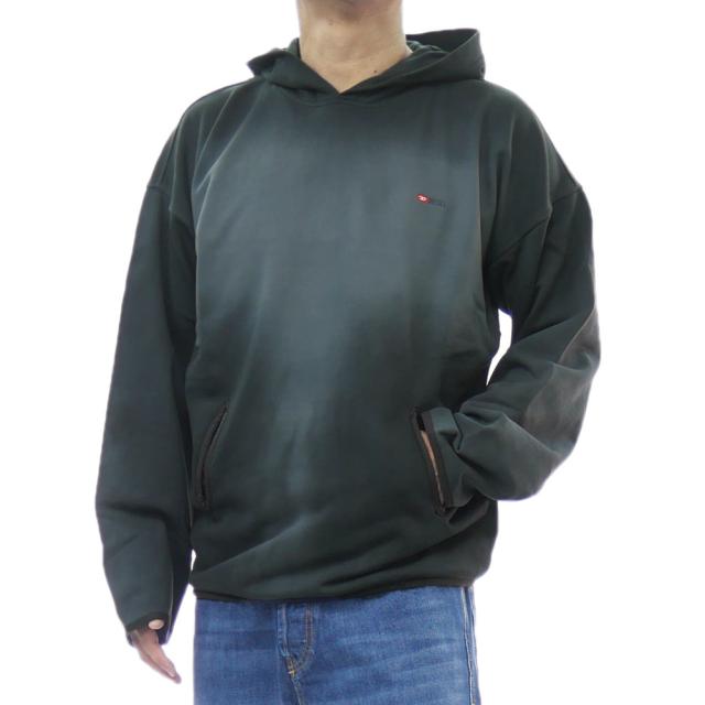 2025 秋冬新作！ DIESEL ディーゼル パーカー メンズ コットン 綿100％ スウェット A19295 0PKAM / S-EE-TI ブラック