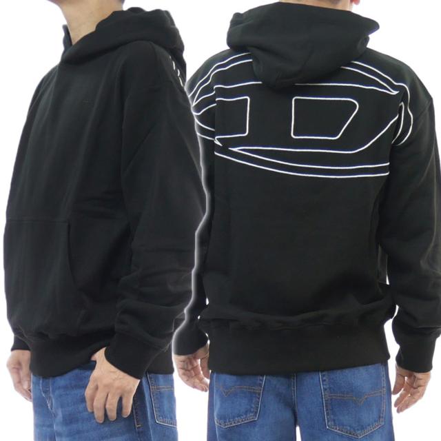 DIESEL ディーゼル パーカー メンズ コットン 綿100％ スウェット A11304 0GYCJ / S-MACS-HOOD-MEGOVAL ブラック 定番人気商品