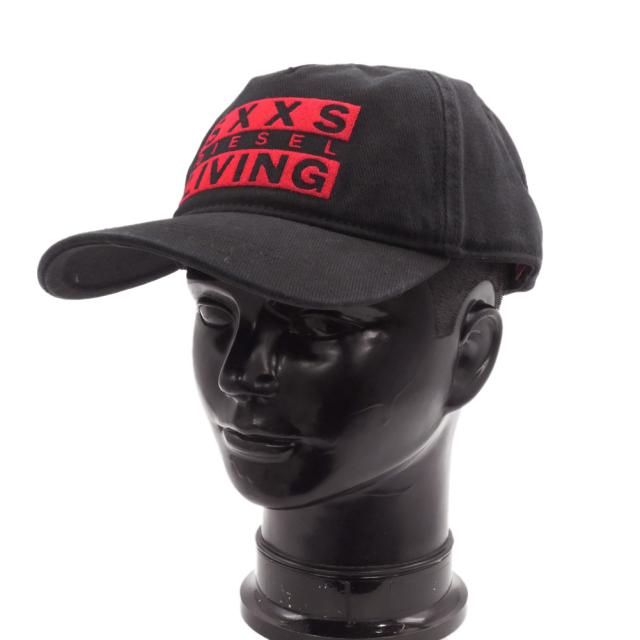 2025 秋冬新作！ DIESEL ディーゼル 帽子 メンズ レディース ユニセックス コットン 綿100％ キャップ A19459 0BLAA / C-SUX ブラック×レッド