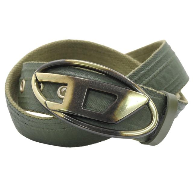 2025 秋冬新作！ DIESEL ディーゼル ベルト メンズ コットン 綿100％ X10425 P6708 / B-1DR TAPE カーキグリーン