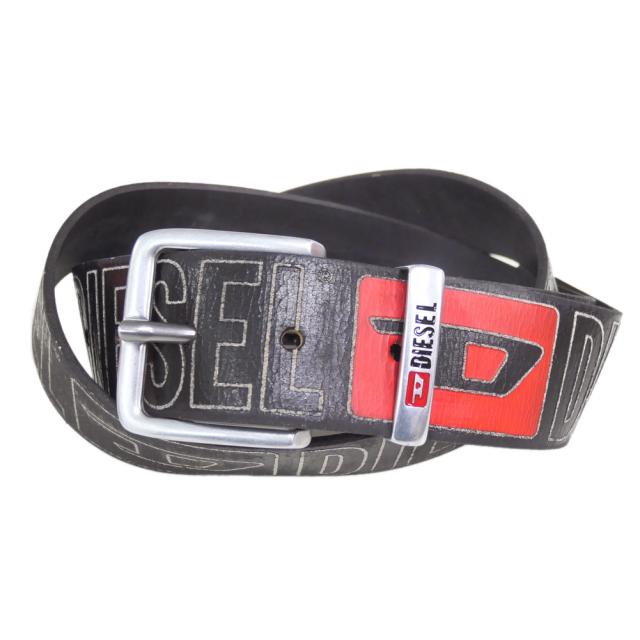 2025 秋冬新作！ DIESEL ディーゼル ベルト メンズ レディース ユニセックス レザーベルト X10427 P6812 / B-BISCOTTO OUTLINE ブラック