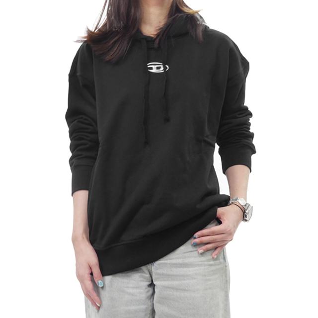 2025 秋冬新作！ DIESEL ディーゼル パーカー レディース プルオーバー コットン 綿100％ A19448 0BMBJ / F-BUXT-HOOD-OD ブラック