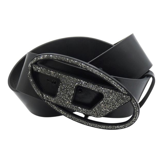 2025 秋冬新作！ DIESEL ディーゼル ベルト レディース レザーベルト X10428 PR227 / B-1DR 2.0 ROCKS ブラック