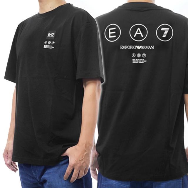 2025 秋冬新作！ EMPORIO ARMANI エンポリオアルマーニ EA7 Tシャツ メンズ 半袖 クルーネック コットン 綿100％ 7M000976 AF17789 ブラック