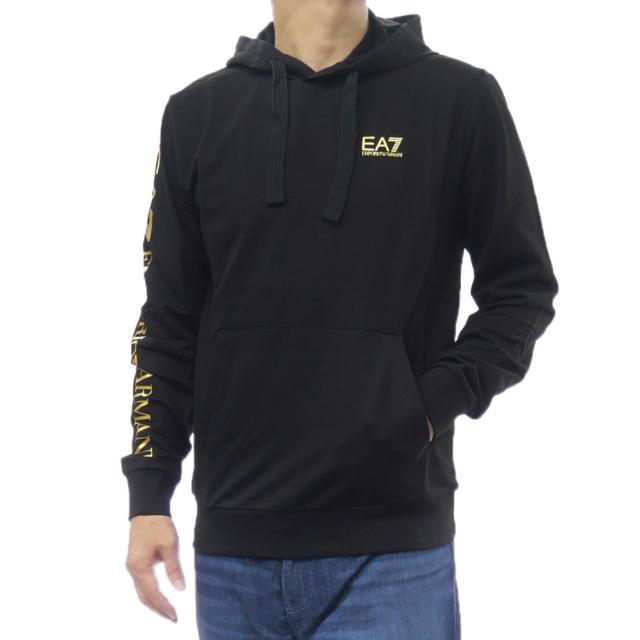 2025 秋冬新作！ EMPORIO ARMANI エンポリオアルマーニ EA7 パーカー メンズ プルオーバー コットン 綿100％ 7M000569 AF13512 ブラック