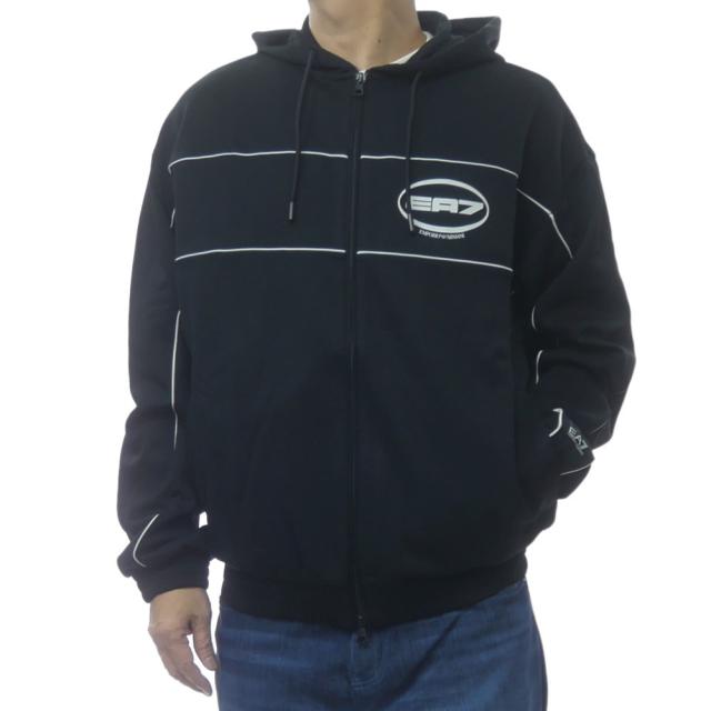 2025 秋冬新作！ EMPORIO ARMANI エンポリオアルマーニ EA7 パーカー メンズ ジップアップ 7M000986 AF12660 ブラック