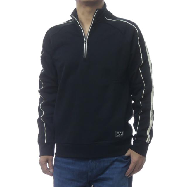 2025 秋冬新作！ EMPORIO ARMANI エンポリオアルマーニ EA7 トレーナー メンズ ハーフジップ 7M000971 AF10377 ブラック