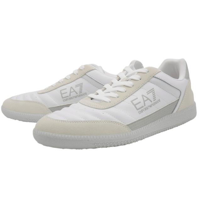 2025 秋冬新作！ EMPORIO ARMANI エンポリオアルマーニ EA7 スニーカー メンズ ローカット 靴 7X000406 AF19827 ホワイト×グレー