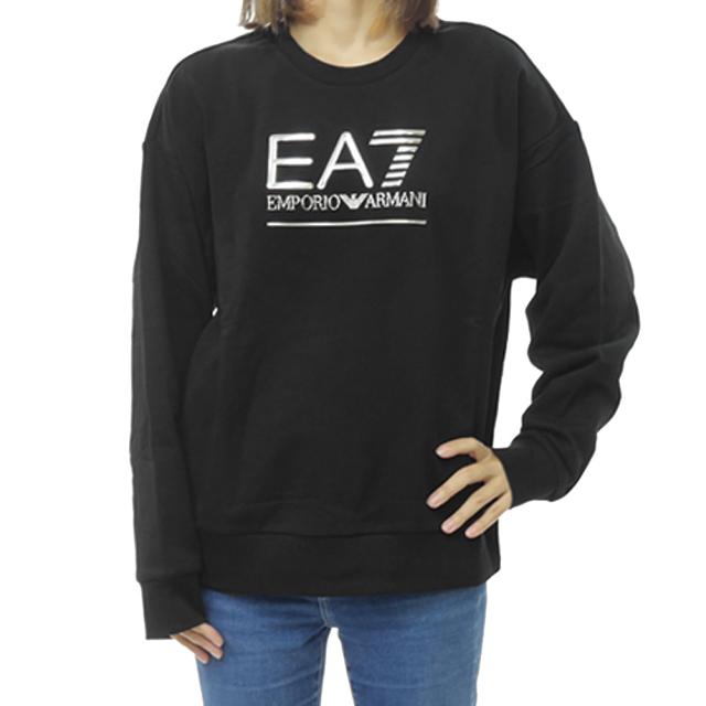 2025 秋冬新作！ EMPORIO ARMANI エンポリオアルマーニ EA7 トレーナー レディース 7W000416 AF12473 ブラック×シルバー