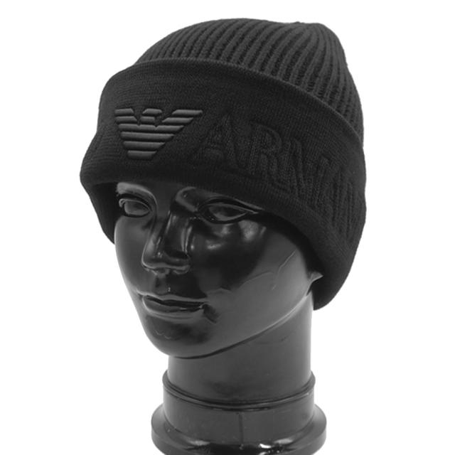 EMPORIO ARMANI エンポリオアルマーニ メンズ ニットキャップ EM003750 AF19896 ブラック 2025秋冬新作