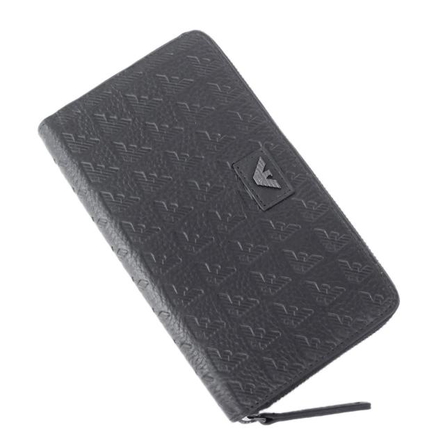 2025 秋冬新作！ EMPORIO ARMANI エンポリオアルマーニ 財布 メンズ ラウンドファスナー 長財布（小銭入れ付き） EM001739 AF14774 ブラック