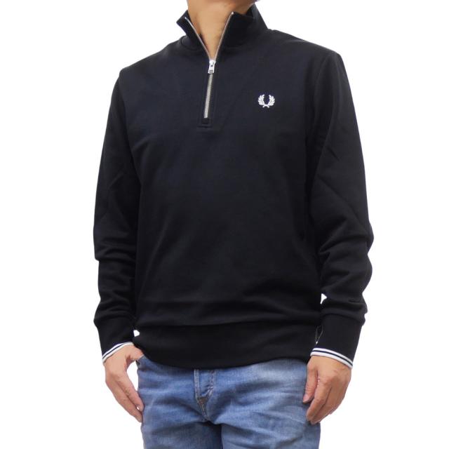 FRED PERRY フレッドペリー トレーナー メンズ ハーフジップアップ コットン 綿100％ M3574 / HALF ZIP SWEATSHIRT ブラック 定番人気商品