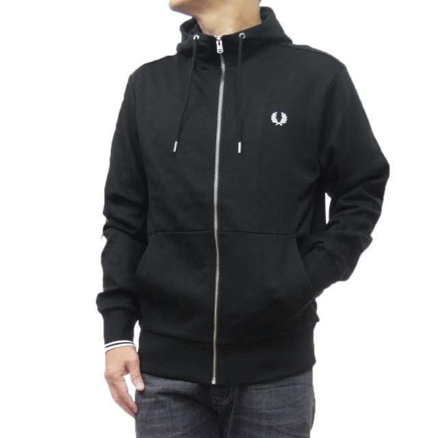 FRED PERRY フレッドペリー パーカー メンズ ジップアップ コットン 綿100％ J7536 / HOODED ZIP THROUGH SWEATSHIRT ブラック 定番人気商品