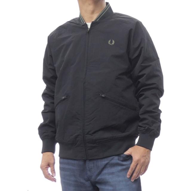 2025 秋冬新作！ FRED PERRY フレッドペリー メンズ ブルゾン J1311 / TIPPED TASLAN TENNIS BOMBER JACKET ブラック