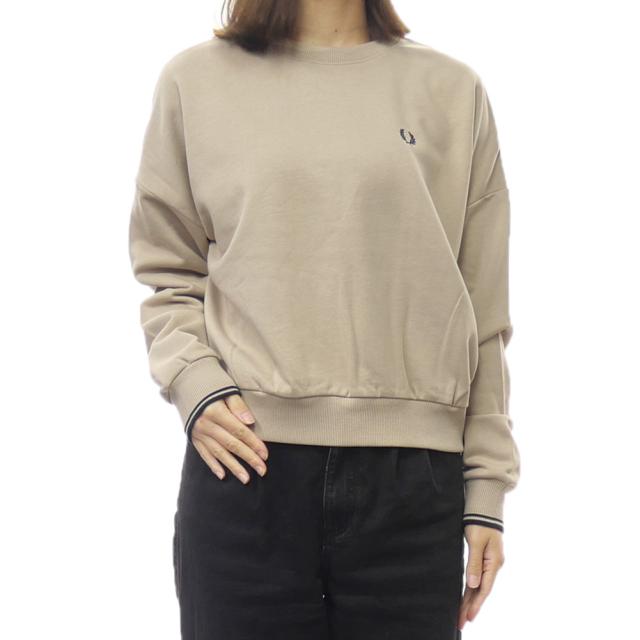 FRED PERRY フレッドペリー レディーストレーナー 61148 / TIPPED SWEAT SHIRT ブラウン 2025秋冬新作