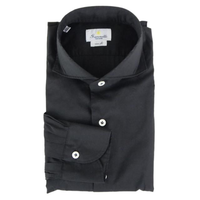 2025 秋冬新作！ GIANNETTO ジャンネット カッタウェイシャツ メンズ AC999 / VINCI FIT WASH ブラック