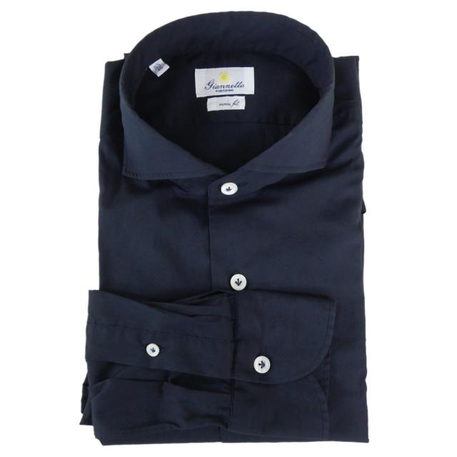 GIANNETTO ジャンネット カッタウェイシャツ メンズ AC999 / VINCI FIT WASH ネイビー 定番人気商品