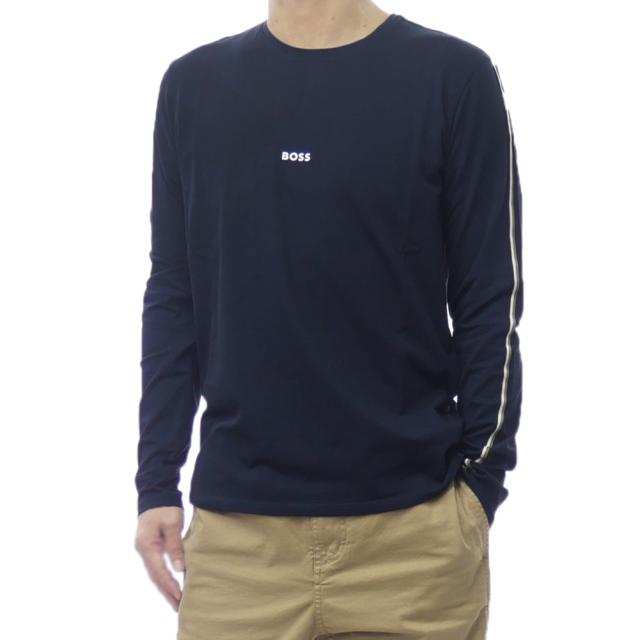 2025 秋冬新作！ HUGO BOSS ヒューゴボス Tシャツ メンズ 長袖 クルーネック ロンT 50550484 10259900 / Unique LS-Shirt ネイビー