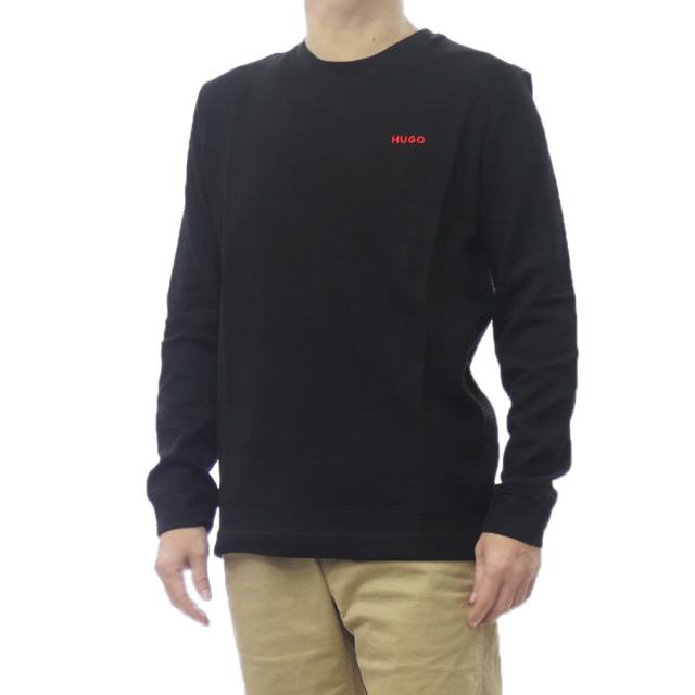 2025 秋冬新作！ HUGO・HUGO BOSS ヒューゴボス Tシャツ メンズ 長袖 クルーネック ロンT 50532022 10267482 / Ausin ブラック