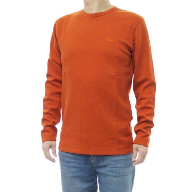 2025 秋冬新作！ HUGO BOSS ヒューゴボス Tシャツ メンズ 長袖 クルーネック ロンT 50520725 10262290 / Tempesto オレンジ