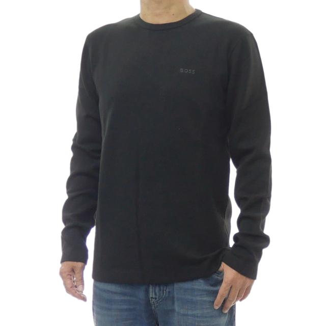 2025 秋冬新作！ HUGO BOSS ヒューゴボス Tシャツ メンズ 長袖 クルーネック ロンT 50520725 10262290 / Tempesto ブラック