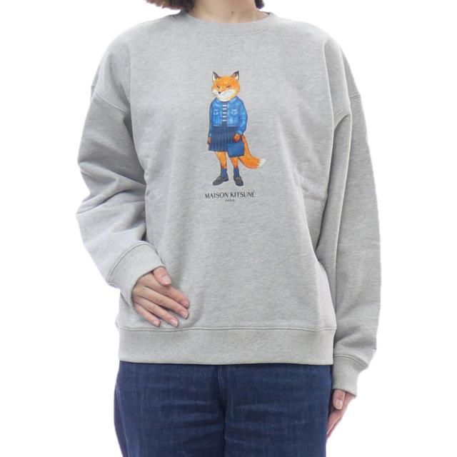 MAISON KITSUNE メゾンキツネ トレーナー レディース コットン 綿100％ PW00316 KM0341 / DRESSED FOX COMFORT SWEATSHIRT グレー