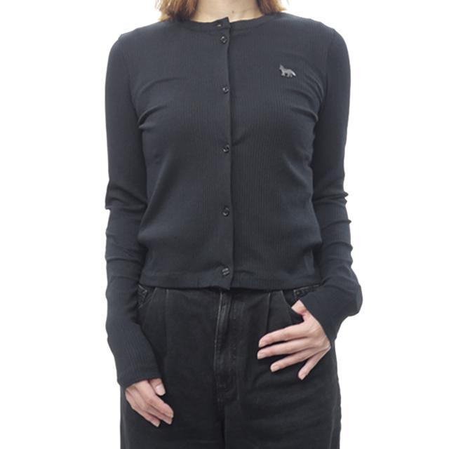 MAISON KITSUNE メゾンキツネ レディース カーディガン PW00512 KJ0134 / RIBBED BABY FOX CARDIGAN ブラック