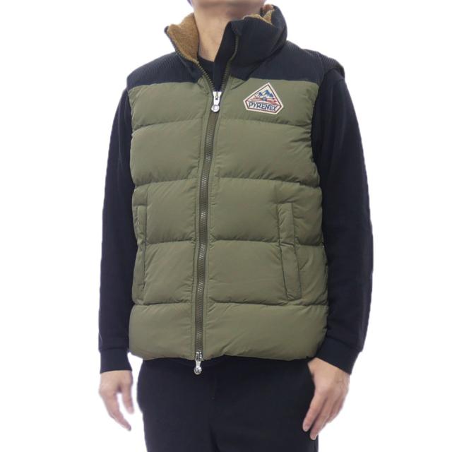 2025 秋冬新作！ PYRENEX ピレネックス メンズ ダウンベスト HUY012 / RETRO JOHN カーキグリーン