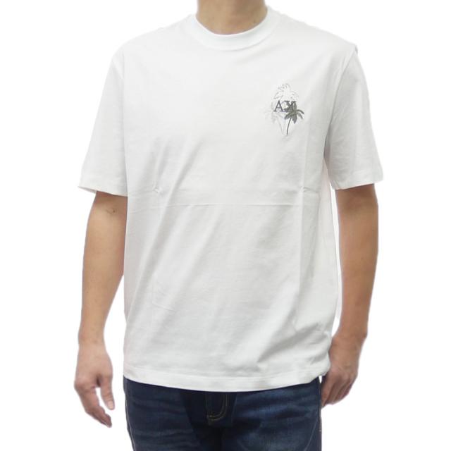 セールSS ARMANI EXCHANGE A/X アルマーニエクスチェンジ Tシャツ メンズ 半袖 クルーネック コットン 綿100％ XM000572 AF10334 ブランド ロゴ 刺繍 ホワイト 大きいサイズ