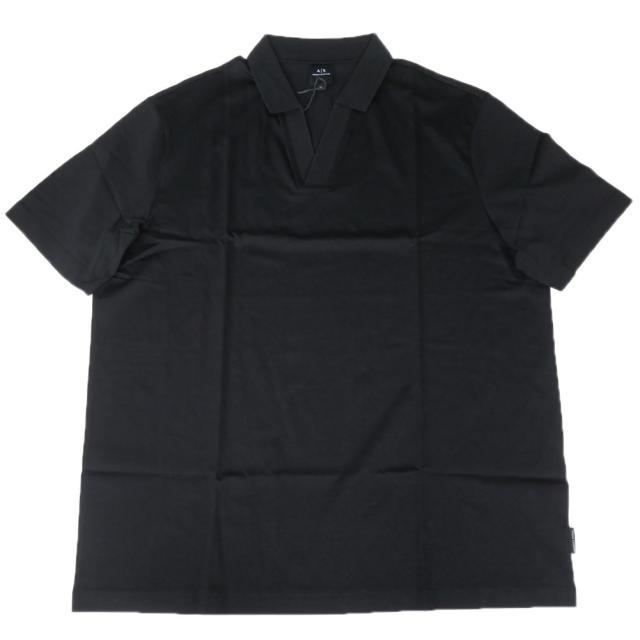 セールSS ARMANI EXCHANGE A/X アルマーニエクスチェンジ ポロシャツ 半袖 メンズ コットン 綿100％ Vネック XM000492 AF10364 無地 ワンポイント ブランド ロゴ カジュアル スポーティ きれいめ シンプル 大きいサイズ ブラック