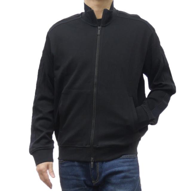 セールSS ARMANI EXCHANGE A/X アルマーニエクスチェンジ スウェット メンズ ジップアップ コットン 綿100％ XM000311 AF103650 同色ロゴ ラインテープ ブラック