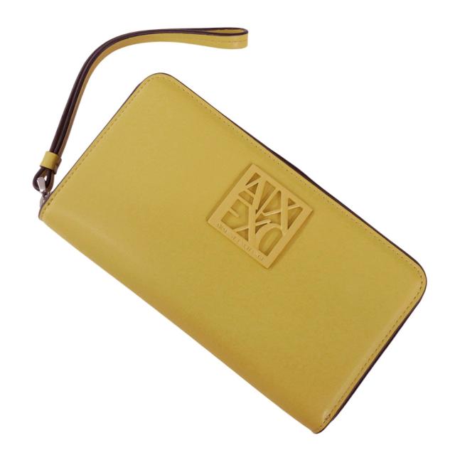 セールSS ARMANI EXCHANGE A/X アルマーニエクスチェンジ 財布 レディース ラウンドファスナー長財布（小銭入れ付き） 948486 0A874 サイフ ウォレット ブランド ロゴ きれいめ イエロー