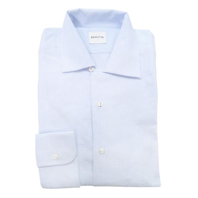 セールSS BAGUTTA バグッタ カジュアルシャツ メンズ コットン 綿100％ T1050 / MIKE ブルー×ホワイト