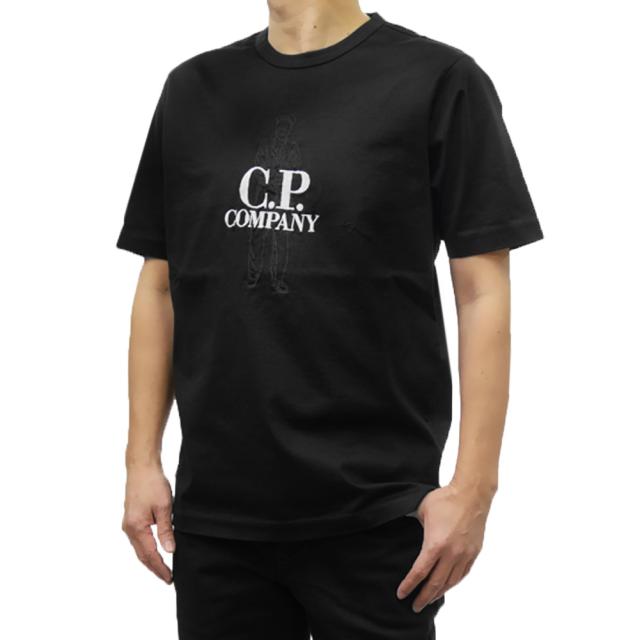 セールSS C.P. COMPANY シーピーカンパニー Tシャツ メンズ 半袖 クルーネック コットン 綿100％/18CMTS106A 110301W ブラック