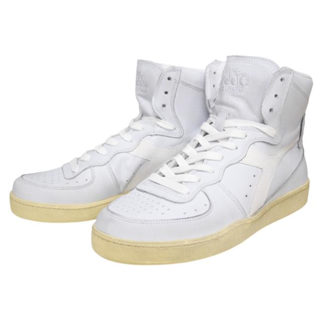 セールSS DIADORA HERITAGE ディアドラ ヘリテージ メンズ スニーカー 靴 シューズ ハイカットスニーカー MI BASKET USED/158569 01 ホワイト