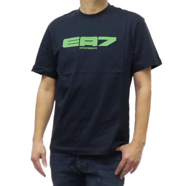セールSS EMPORIO ARMANI エンポリオアルマーニ EA7 Tシャツ メンズ 半袖 クルーネック コットン 綿100％ 7M000163 AF13938 ネイビー