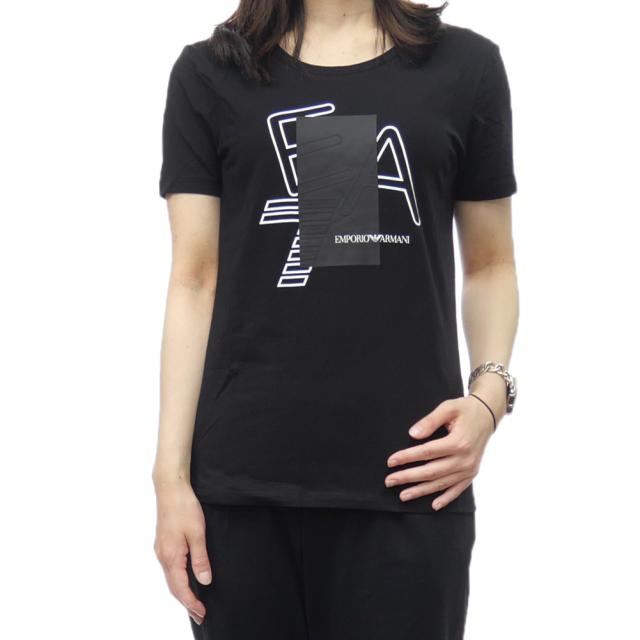 セールSS EMPORIO ARMANI エンポリオアルマーニ EA7 Tシャツ レディース 半袖 ラウンドネック 7W000187 AF10373 ブラック