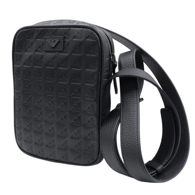 セールSS EMPORIO ARMANI エンポリオアルマーニ バッグ メンズ ショルダーバッグ EM001737 AF14774 総柄 ブランド ロゴ エンボス 刻印 ブラック