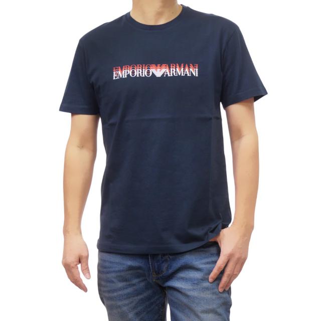 セールSS EMPORIO ARMANI UNDERWEAR エンポリオアルマーニ アンダーウェア Tシャツ メンズ 半袖 クルーネック コットン 綿100％ ビーチウェア EM000574 AF12349 ネイビー