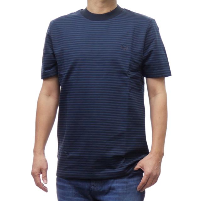 セールSS FRED PERRY フレッドペリー Tシャツ メンズ 半袖 クルーネック コットン 綿100％ ボーダー M6581 FINE STRIPE T-SHIRT ブランド ロゴ 刺繍 カジュアル スポーティ 大きいサイズ ネイビー