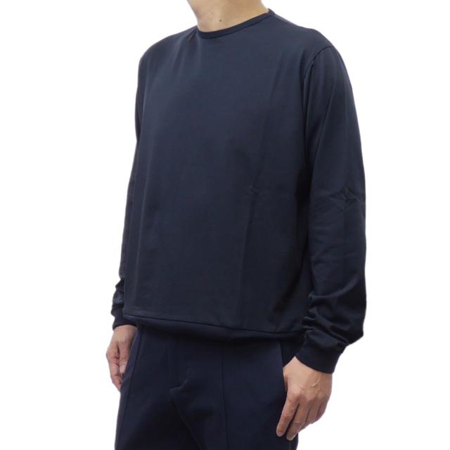 セールSS GIAB’S ARCHIVIO ジャブス アルキビオ Tシャツ メンズ 長袖 クルーネック ロンT GRT/L COT001 無地 シンプル ブランド カジュアル きれいめ 上品 ネイビー