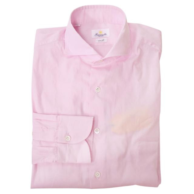 セールSS GIANNETTO ジャンネット カッタウェイシャツ メンズ 長袖 VINCI FIT WASH AC999 無地 ビジネス ブランド ピンク