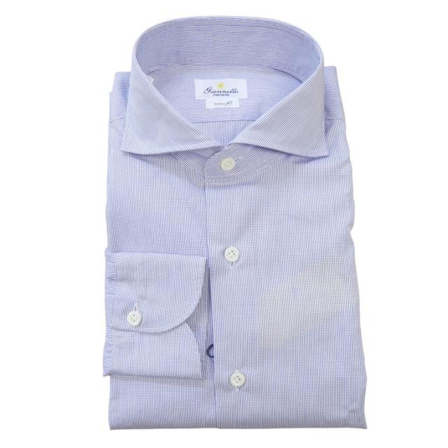 セールSS GIANNETTO ジャンネット カッタウェイシャツ メンズ コットン 綿100％ 51231 / WASH VINCI FIT ネイビー