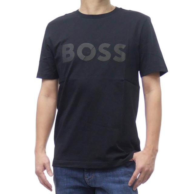 セールSS HUGO BOSS ヒューゴボス Tシャツ メンズ 半袖 クルーネック コットン 綿100％ 50530990 10269604 Tee Tape Logo ブラック