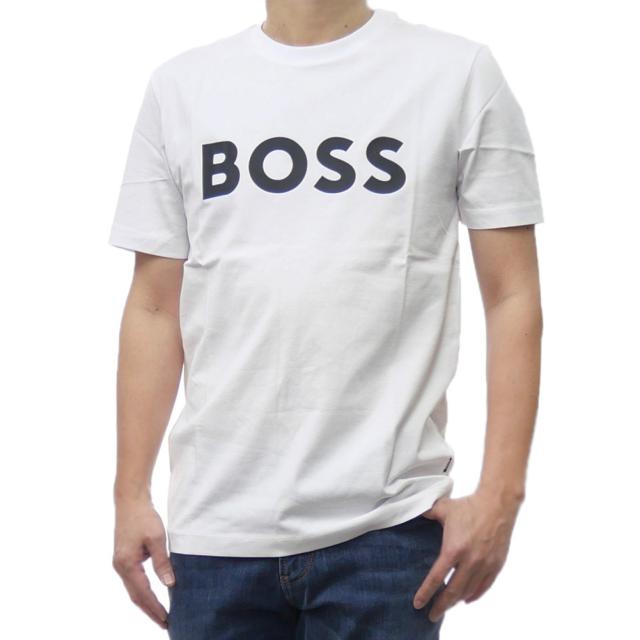 セールSS HUGO BOSS ヒューゴボス Tシャツ メンズ 半袖 クルーネック コットン 綿100％ 50495742 10247153 Tiburt 354 ブランド ロゴ ホワイト