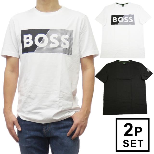 セールSS HUGO BOSS ヒューゴボス Tシャツ メンズ 半袖 2パック 50533717 10194355 Tee-shirt 2-pac2 ブランド ロゴ 2枚組 大きいサイズ ブラック ホワイト