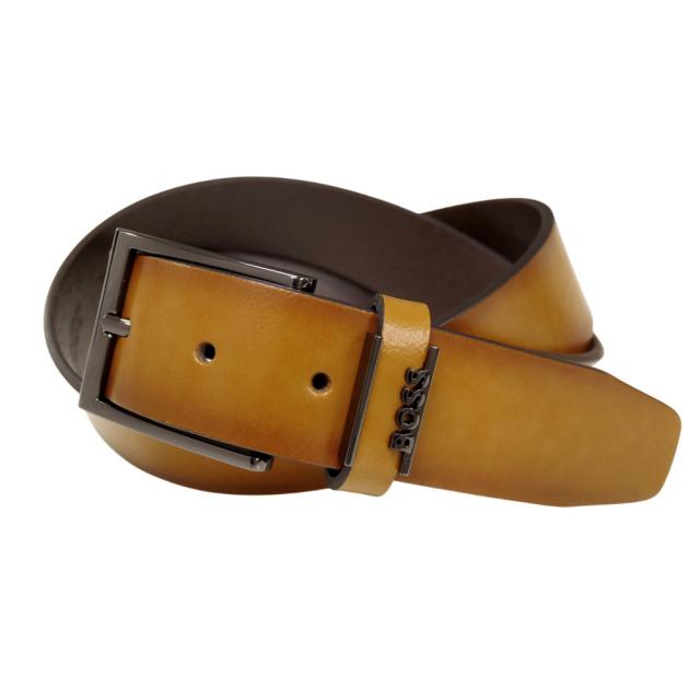 セールSS HUGO BOSS ヒューゴボス ベルト メンズ レザーベルト 50491852 10249589 Cole-Ant-_Sz35 本革 ブランド ロゴ カジュアル きれいめ ビジネス 大きいサイズ ブラウン