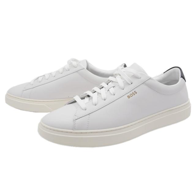 セールSS HUGO BOSS ヒューゴボス メンズ スニーカー 靴 シューズ ローカット レザー 50536480 10214620 Kieran Tenn bu ホワイト