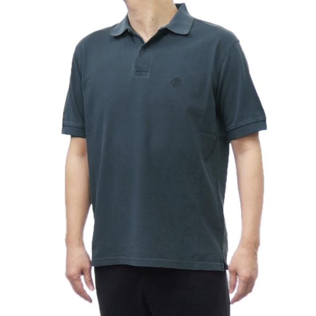 セールSS HERNO ヘルノ ポロシャツ 半袖 メンズ 鹿の子 コットン 綿100％ 同色ロゴ JPL00134U 54006 無地 ワンポイント ブランド カジュアル きれいめ ネイビー